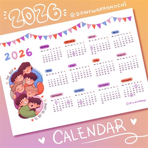 ♥ 2026 Bts Calendar ♥ Calendario Bts 2026 ♥ Dontworrymochis Ko Fi Shop