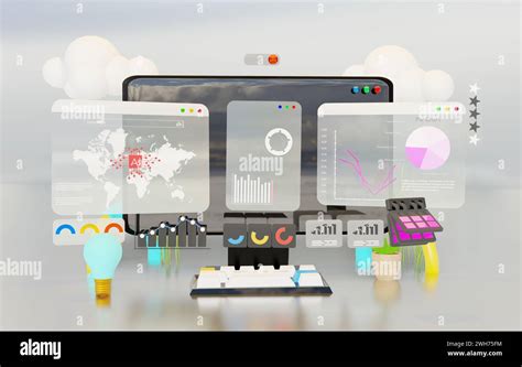 3d Computer Data Analysis Dashboard And Ai Investment World Map Or
