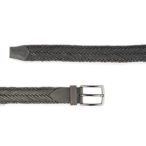Buy Mens Braided Belt Grey Leather Top Quality
