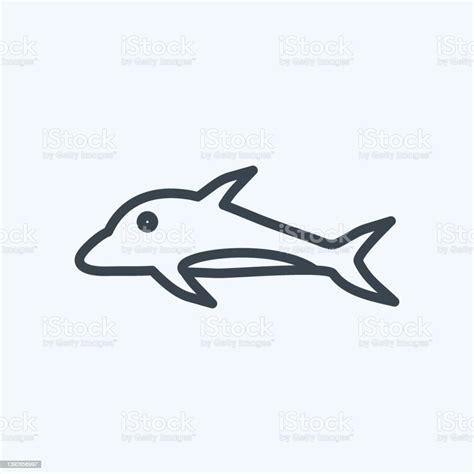 아이콘 돌고래 바다 상징을 위해 적당한 선 스타일 편집 가능한 간단한 디자인 디자인 템플릿 벡터 간단한 기호 그림 검은색에 대한 스톡 벡터 아트 및 기타 이미지 Istock