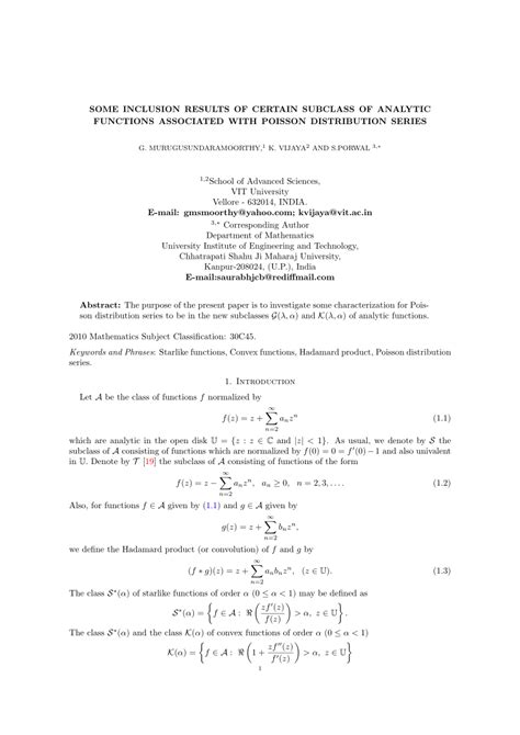 Pdf Some Inclusion Results Of Certain Subclass Of Analytic Functions