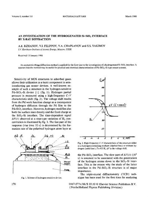 pdf an investigation of the hydrogenated si sio2 interface by x ray