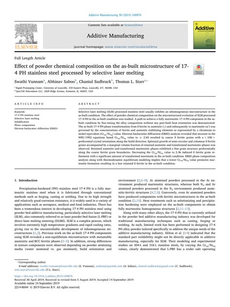 Effect Of Powder Chemical Composition On The As Built Microstructure Of