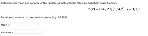 Solved Determine The Mean And Variance Of The Random Chegg