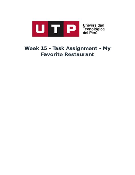 Task Week 15 Ingles Ii Ingles Tarea Week 15 Task Assignment My Favorite Restaurant