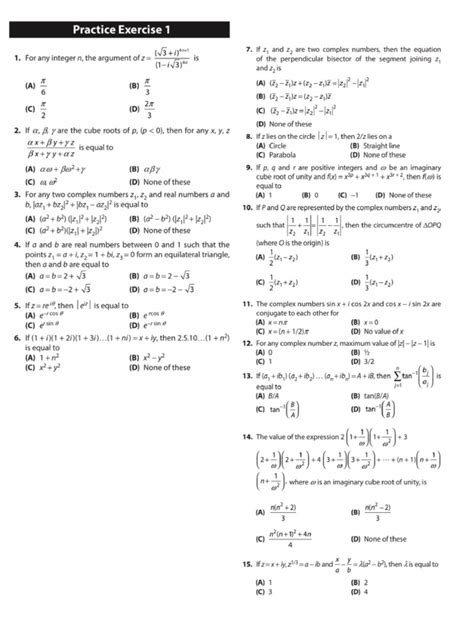 Complex Numbers Mcqs A Pdf