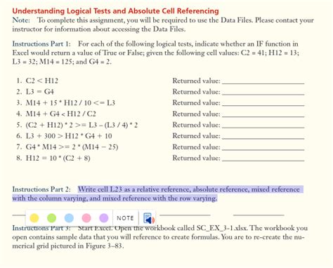 Solved Understanding Logical Tests And Absolute Cell