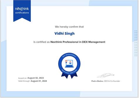 vidhi singh on linkedin i m happy to share that i ve obtained a new certification nexthink…