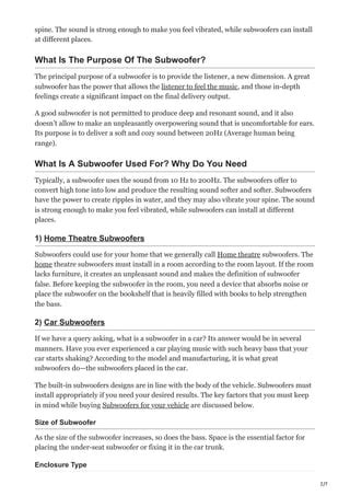 What Is A Subwoofer Work Purpose And Usage Pdf