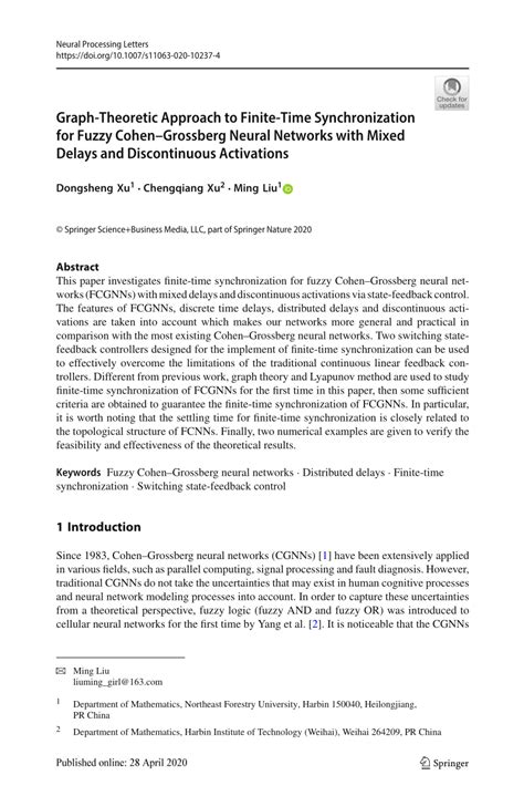 Pdf Graph Theoretic Approach To Finite Time Synchronization For Fuzzy Cohengrossberg Neural