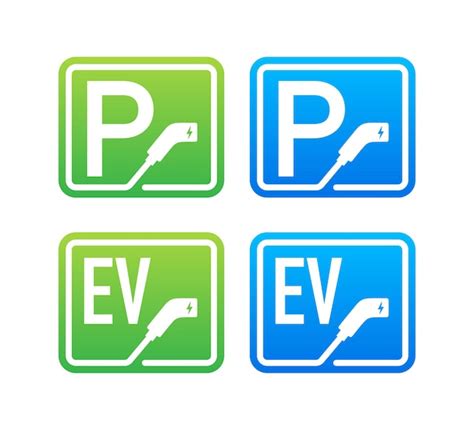 전기 자동차 충전 P 및 Ev 스테이션 차량 서 프리미엄 벡터