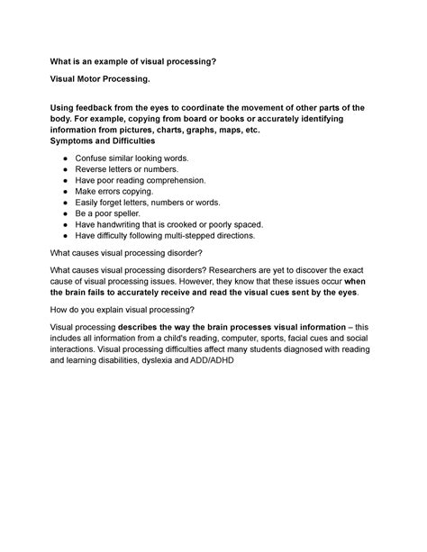 Visual Processing Notes 2 What Is An Example Of Visual Processing Visual Motor Processing
