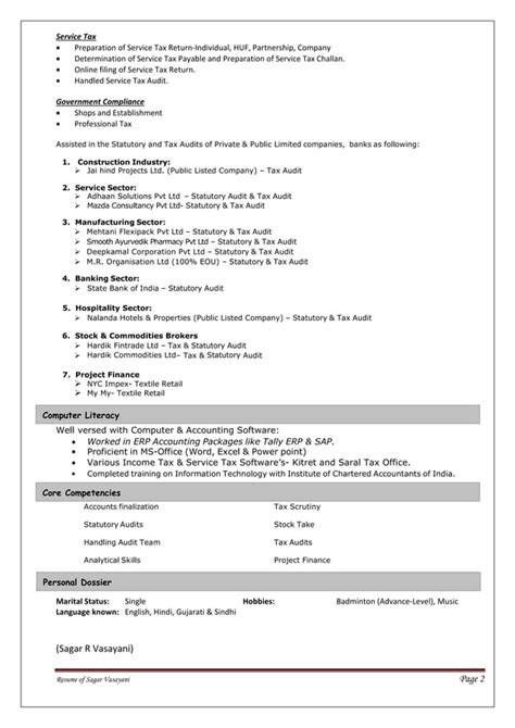 Ca Sagar Resume Pdf
