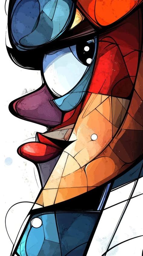 A Colorful Abstract Portrait Showcasing Geometric Shapes And Vibrant