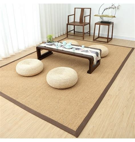 사각 라탄 카페트 거실 여름용 러그 대형 특대형 황마 카펫129254 사이잘삼 융단 거실 서재 커피 테이블 쿠션 침실 풀 린넨