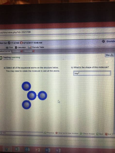 Solved Select All Of The Equatorial Atoms On The Structur