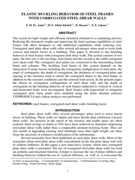 Elastic Buckling Behavior Of Steel Frame Download Free Pdf Buckling Beam Structure