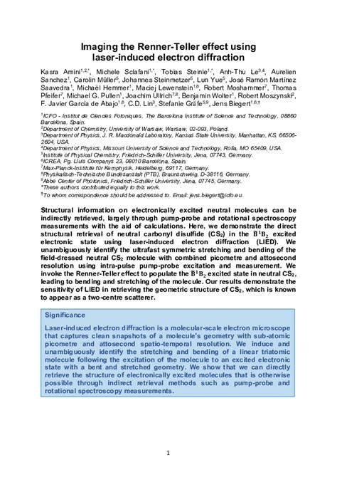 Pdf Imaging The Rennerteller Effect Using Laser Induced Electron