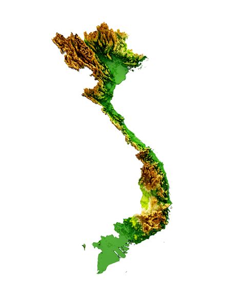Vietnam Map Shaded Relief Color Height Map 3d Illustration 28272300 Png