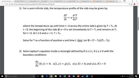 for a semi infinite slab the temperature profile of