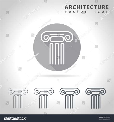 Architecture Outline Icon Set Collection Ancient Stock Vector Royalty Free 409836670