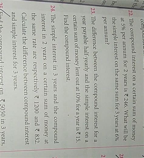 22 The Compound Interest On A Certain Sum Of Money At 5 Per Annum For 2