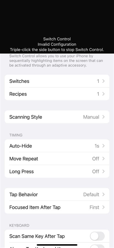 switch control invalid configuration help how can i get rid of the