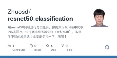 Github Zhuosd Resnet50 Classification 用resnet50网络进行分类任务，数据集为从网络中爬取的5