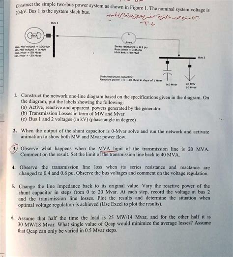 Solved Plz 3 4 5 6 Construct The Simple Two Bus Power System As Shown