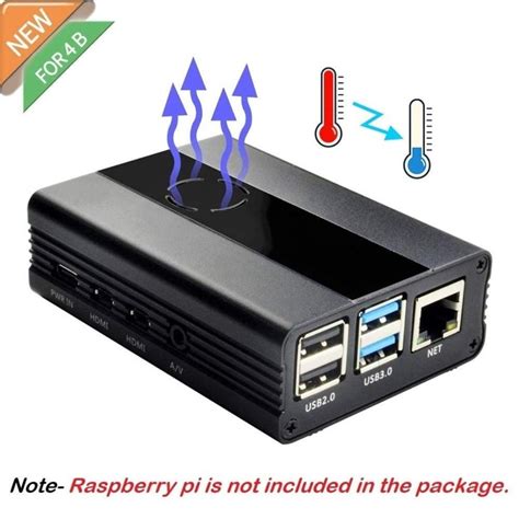 Raspberry Pi Case Pi Model B Aluminum Alloy Metal Case With Cooling Fan Black Convenient