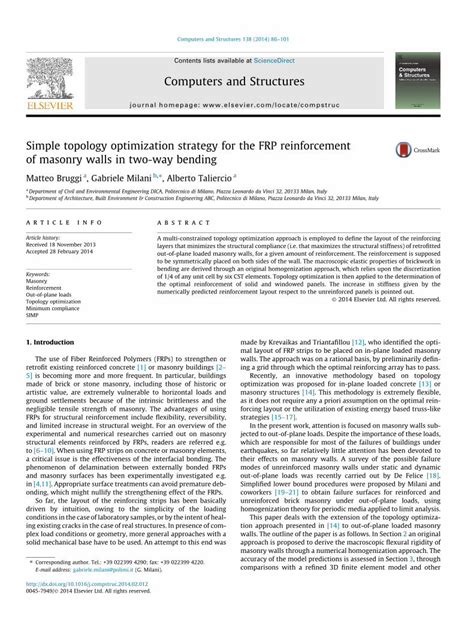 Pdf Simple Topology Optimization Strategy For The Frp Reinforcement