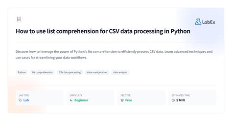 How To Use List Comprehension For Csv Data Processing In Python Labex