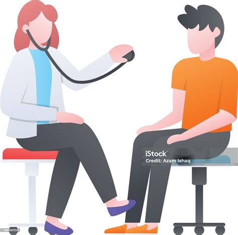 의사 정기 점검 개념 연간 신체 검사 벡터 컬러 아이콘 디자인 의료 및 의료 현장 기호 질병 진단 기호 의사와 환자 문자 스톡 일러스트 건강 진단에 대한 스톡 벡터 아트 및