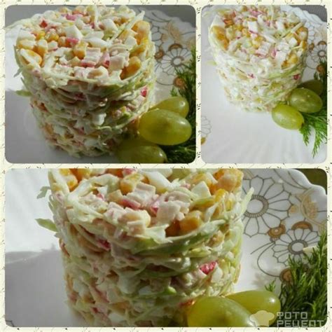 Рецепт Салат с крабовыми палочками и кукурузой Салат Крабики с капустой