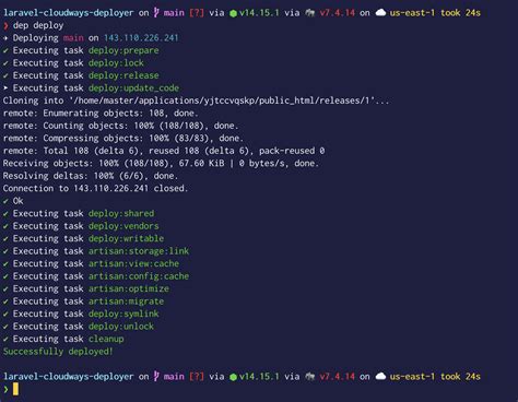 laravel and deployer on cloudways