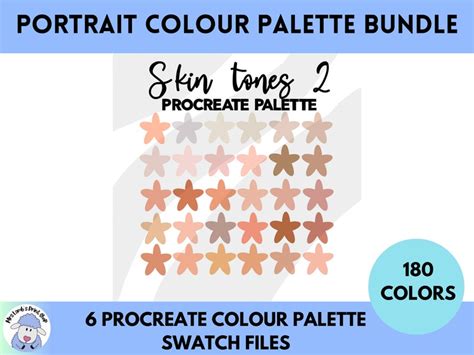 Procreate Color Palette Bundle Portrait Color Swatches Skin Color Palette Hair Procreate