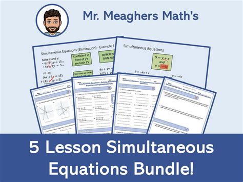 5 Lesson Simultaneous Equations Bundle Teaching Resources