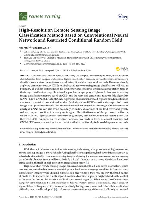 PDF High Resolution Remote Sensing Image Classification Method Based On Convolutional Neural
