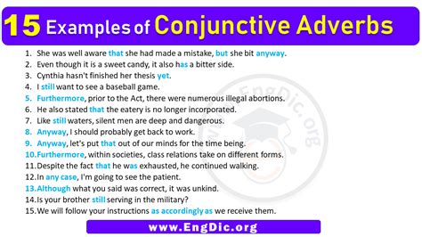 15 Examples Of Conjunctive Adverbs In Sentences Engdic