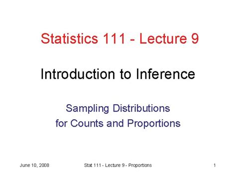 Statistics 111 Lecture 9 Introduction To Inference Sampling