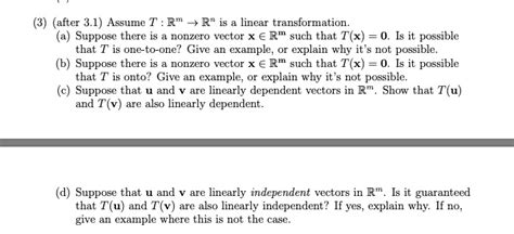 After 31 Assume T Rm R Is Linear Transformation Suppose There Is