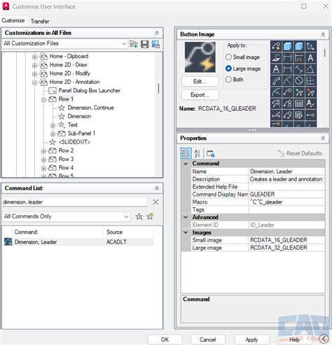 How To Add A Custom Button To The Autocad Ribbon Cui