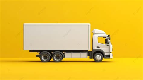 노란색 격리 된 배경으로 측면보기에서 흰색 트럭 떨어져 3d 렌더링 상업용 차량 화물 밴 트레일러 트럭 배경 일러스트 및 사진 무료 다운로드 Pngtree