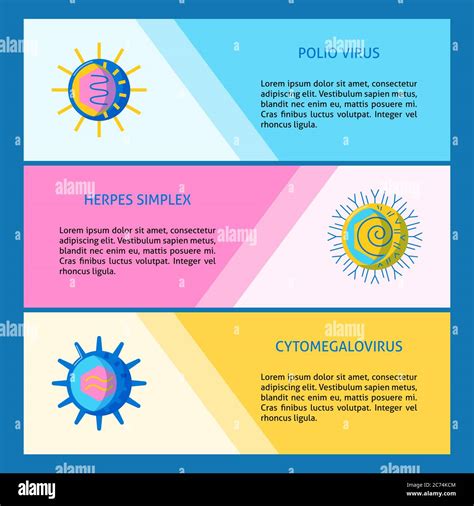 Human Virus Types Concept Flyer Templates In Flat Style With Place For