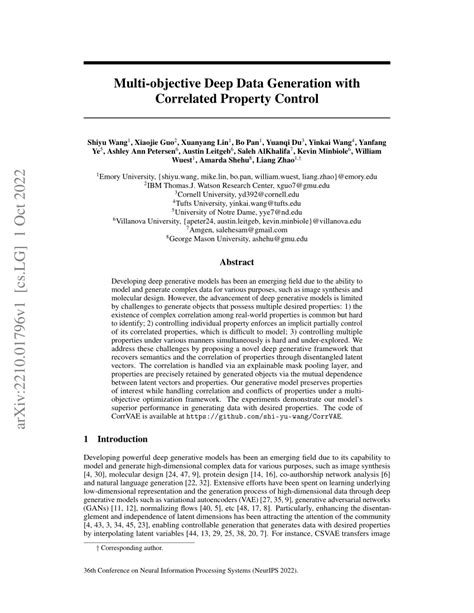 Pdf Multi Objective Deep Data Generation With Correlated Property Control