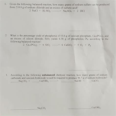 solved 1 given the following balanced reaction how many