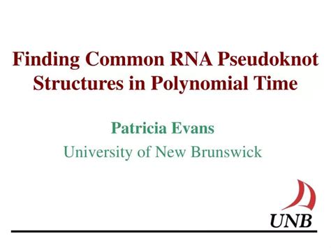 Ppt Finding Common Rna Pseudoknot Structures In Polynomial Time Powerpoint Presentation Id