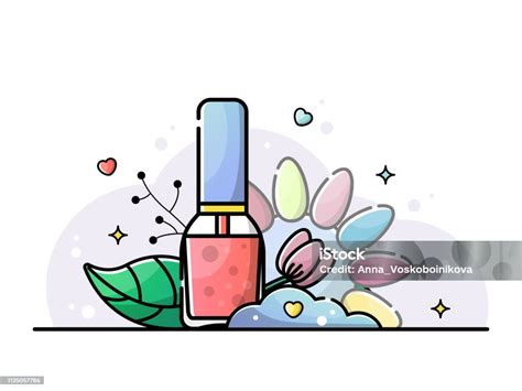 산호 매니큐어 네일 살롱과 매니큐어 도구 식물 요소와 선형 스타일의 벡터 평면 그림 인조 손톱에 대한 스톡 벡터 아트 및 기타 이미지 인조 손톱 0명 개인 장식품