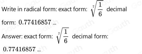 Solved Write 6 Frac 1 7 In Surd Form [math]