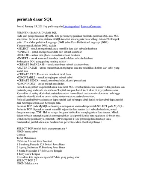 Doc Perintah Dasar Mysql